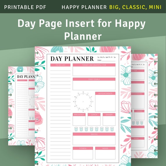 Happy Planner Daily Inserts Undated Daily Schedule Template - Etsy