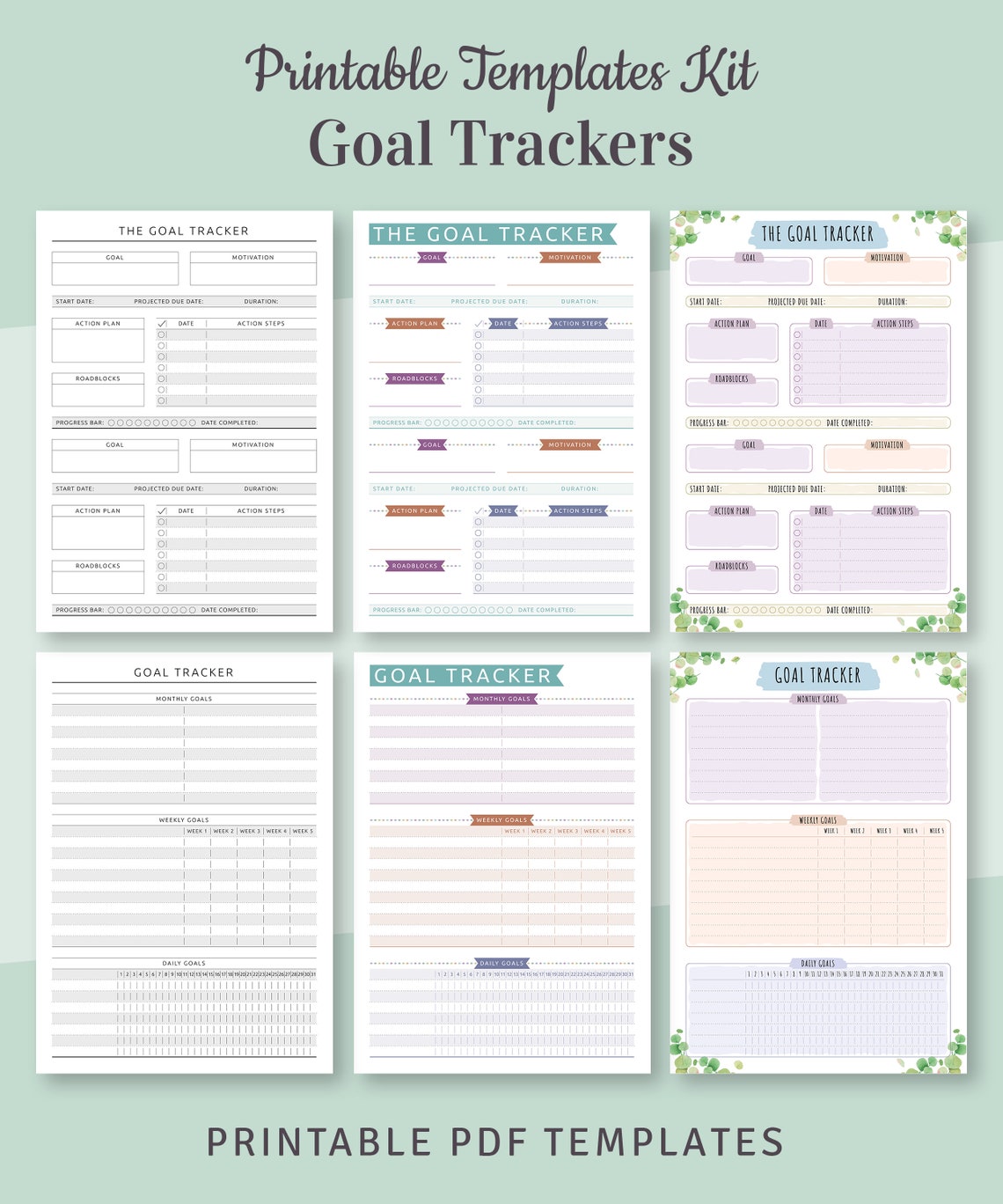 Goal Tracker Kit Collection 30 in 1 Printable Goal Tracking - Etsy Canada