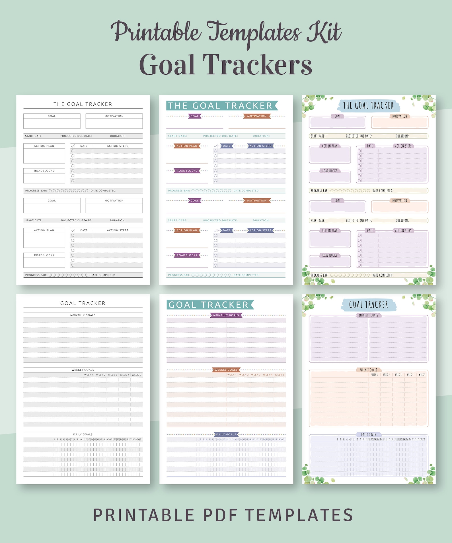 Goal Tracker Kit Collection 30 in 1 Printable Goal Tracking - Etsy Canada