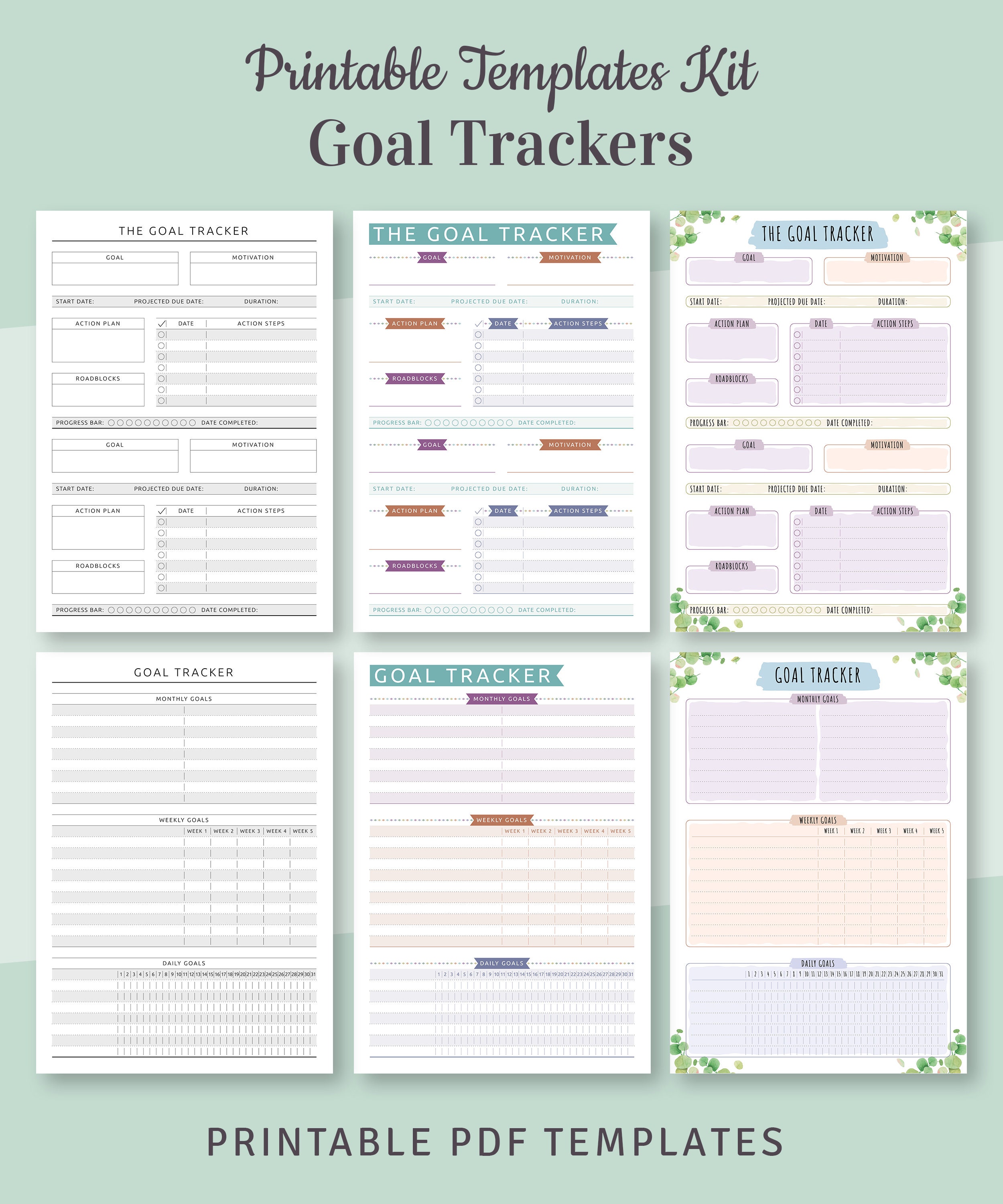 Goal Tracker Kit Collection 30 in 1 Printable Goal Tracking - Etsy Canada