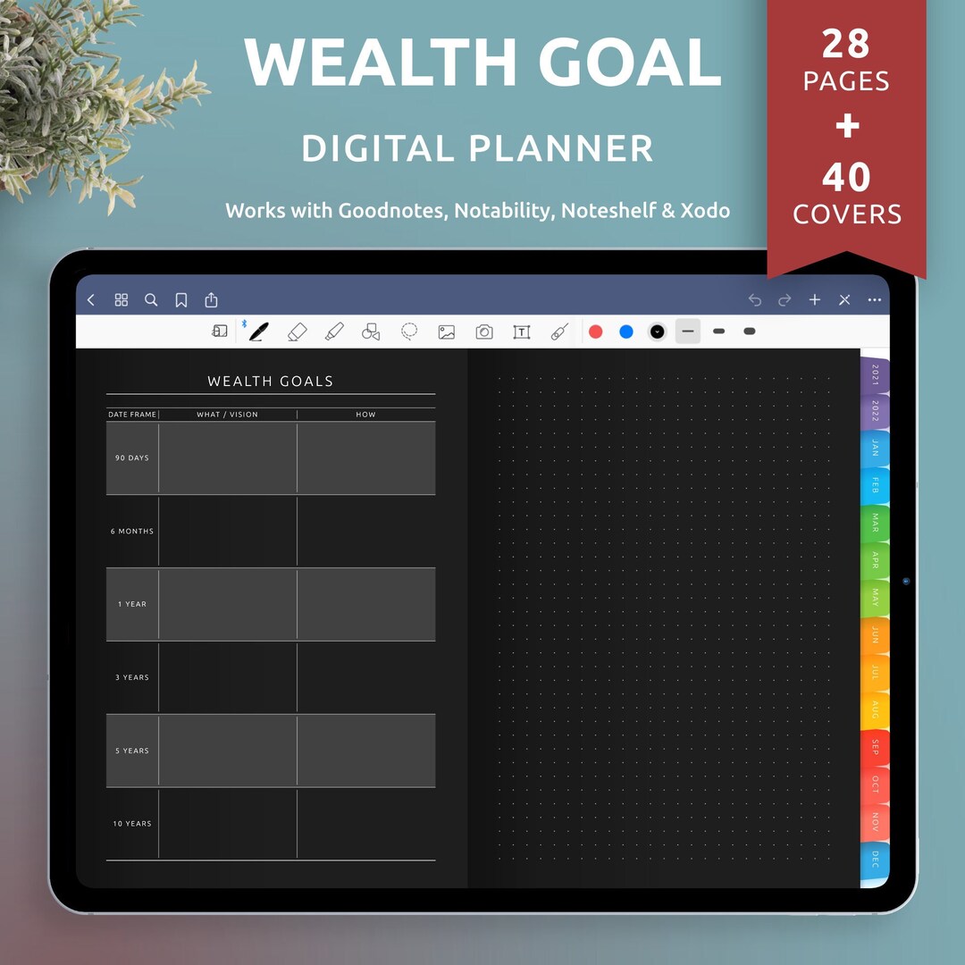 Wealth Goal Digital Planner, Goodnotes Notability Compatible (PDF) - Etsy