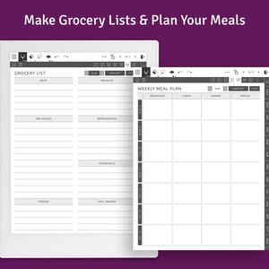 Supernote A5X A6X Meal Planner: Hyperlinked Weekly Plan (digital ...