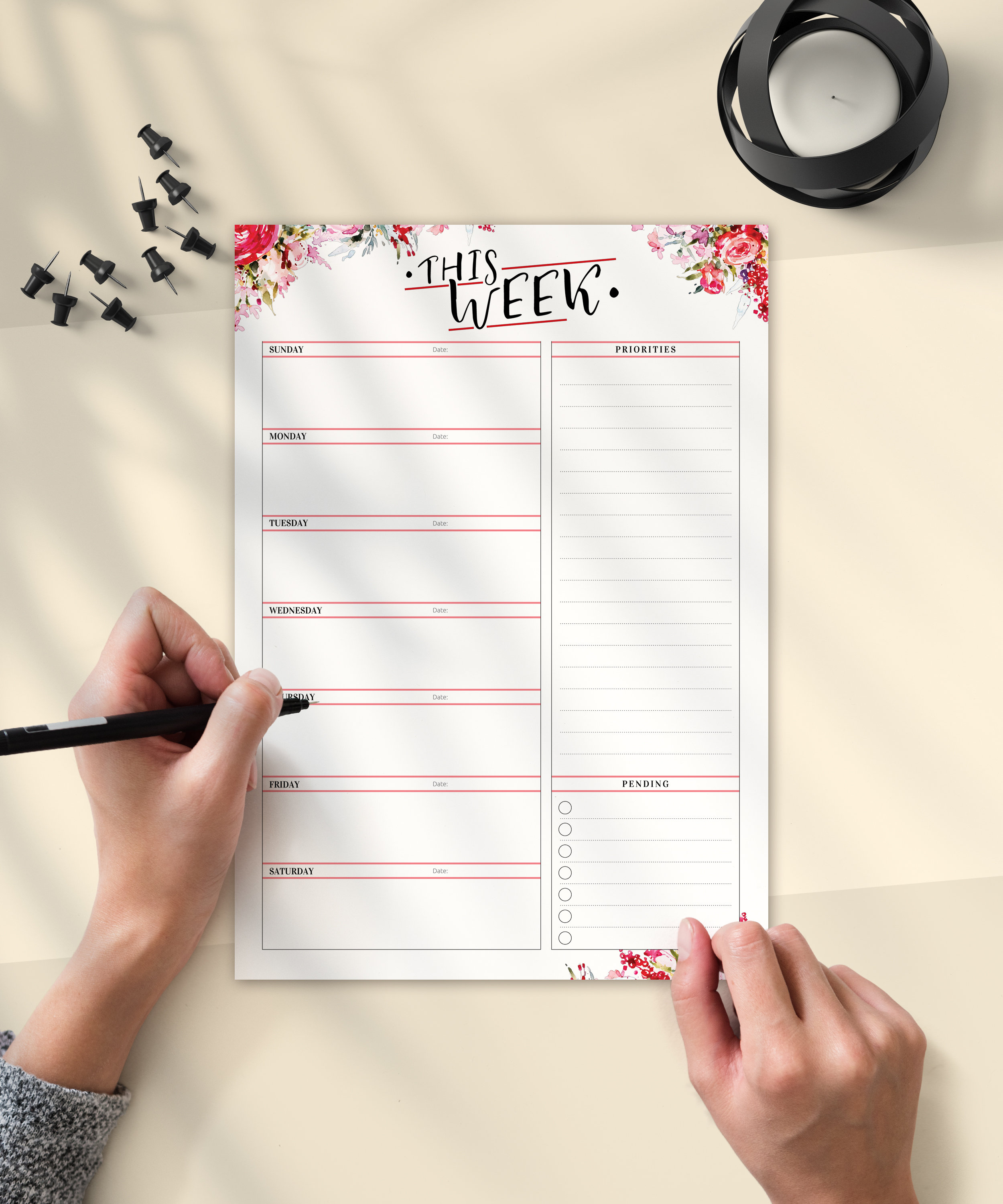 Floral Weekly Planner Template Weekly Organizer Undated | Etsy