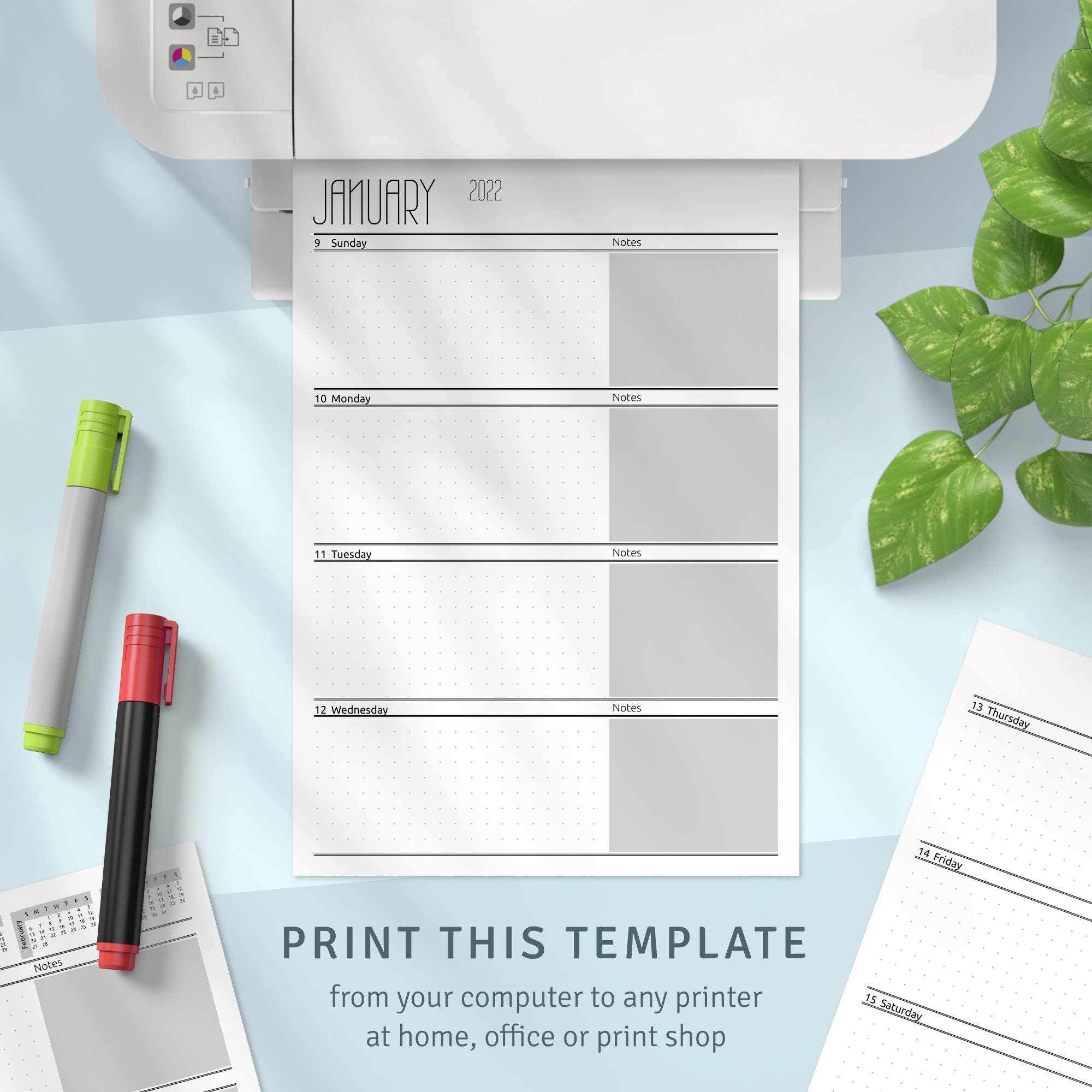 Weekly Planner With Calendar 2021 Weekly Planner Template - Etsy