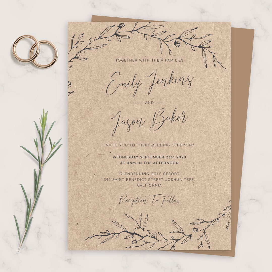 Wedding Invite, Vintage Rustic Wedding Invitation, Printable Wedding ...