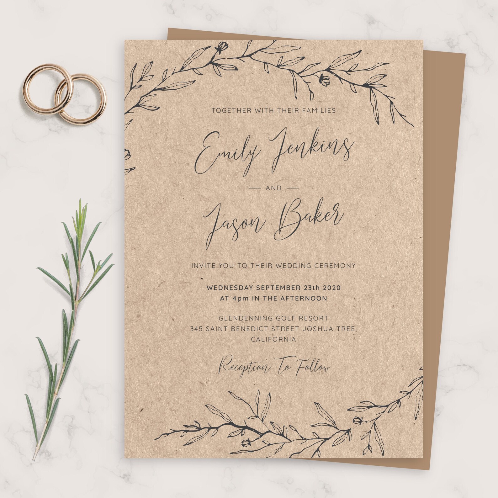 Wedding Invite Vintage Rustic Wedding Invitation Printable - Etsy