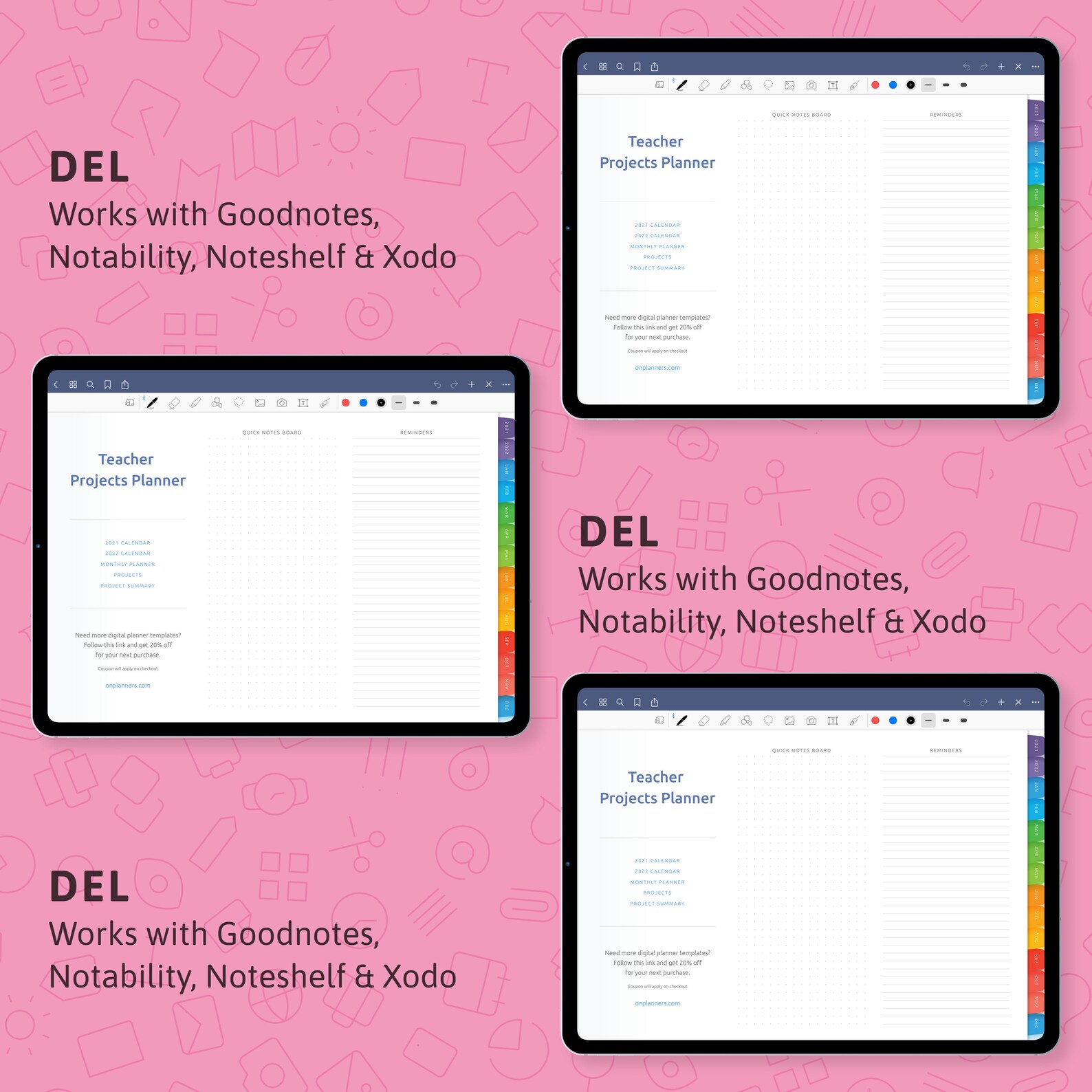 Teacher Project Digital Planner, Custom Covers (goodnotes, Notability ...