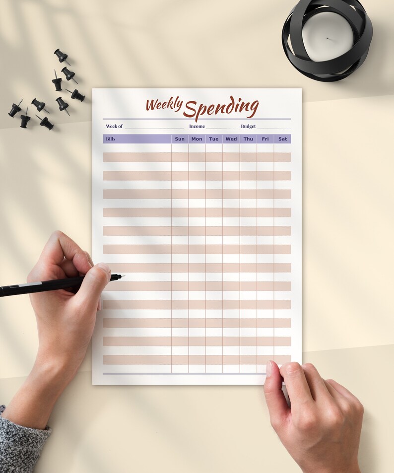 Weekly Spending Template Personal Budget Planner Blank | Etsy