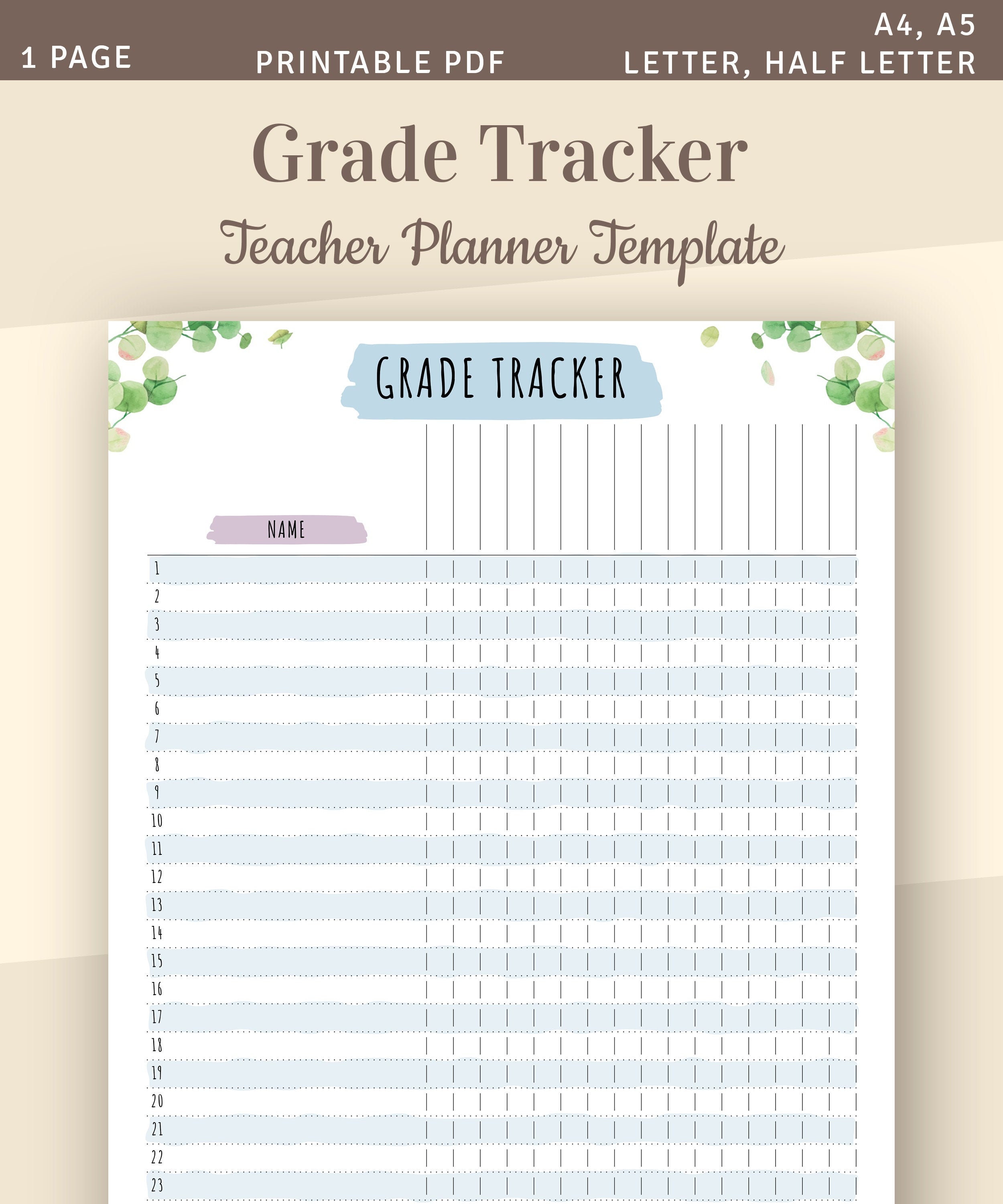 Printable Grade Tracker Template Teacher Grade Log Sheet Etsy Singapore