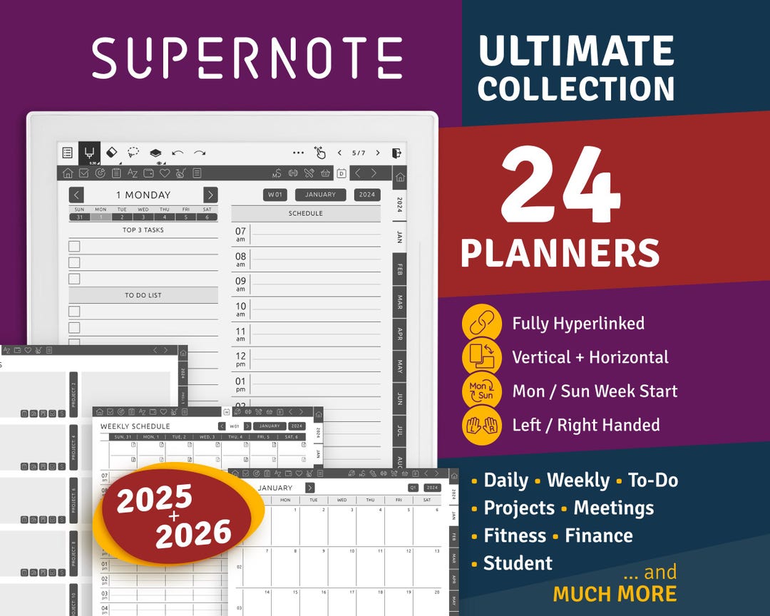 Supernote Digital Planner Bundle 2025 + 2026 Ultimate Collection Pack ...