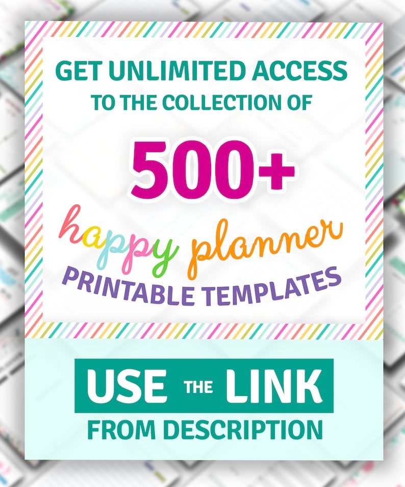 Happy Planner Daily Printable Insert Day at a Glance Template | Etsy