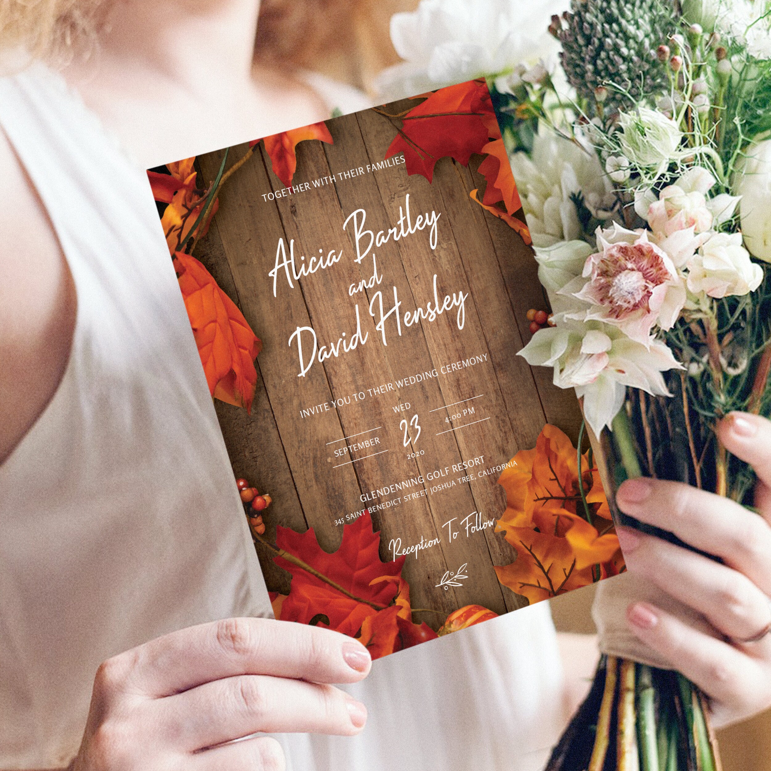 Wedding Invite, Fall Rustic Wedding Invitation, Printable Wedding ...