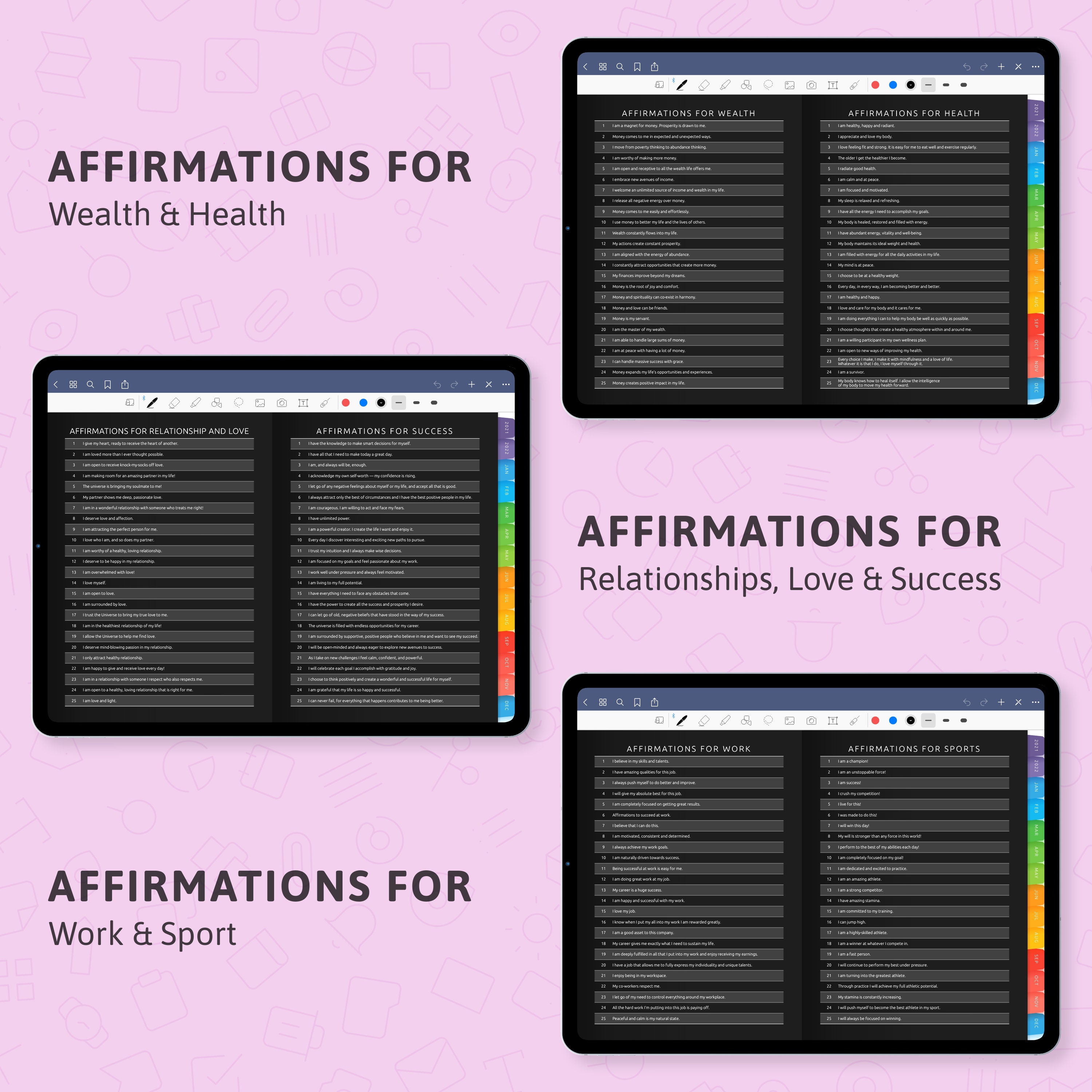 Digital Goal Setting Planner With Affirmations, Life Goals ...