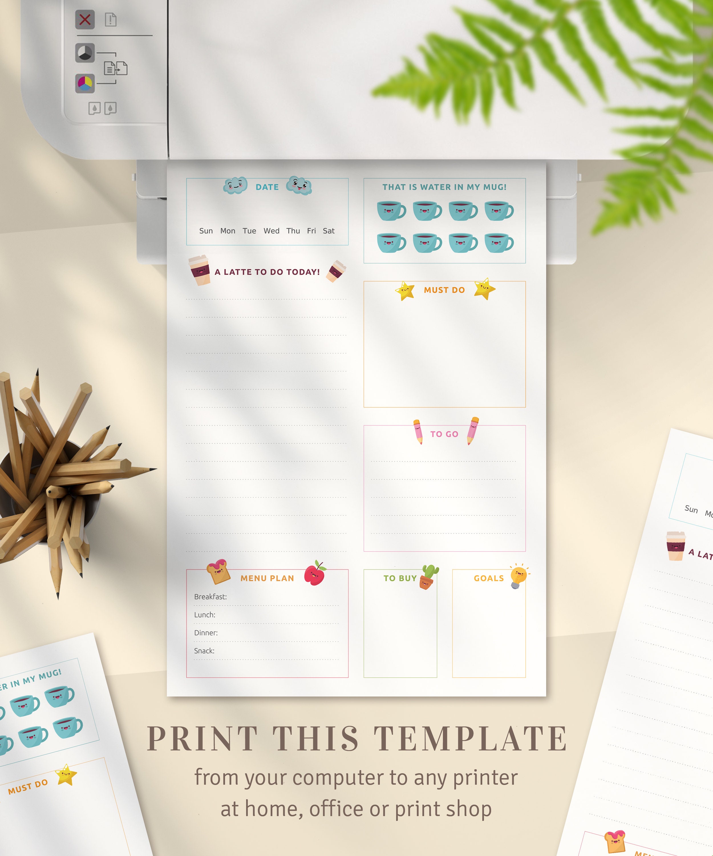 Cute Daily Planner With to Do List Daily Agenda Template - Etsy