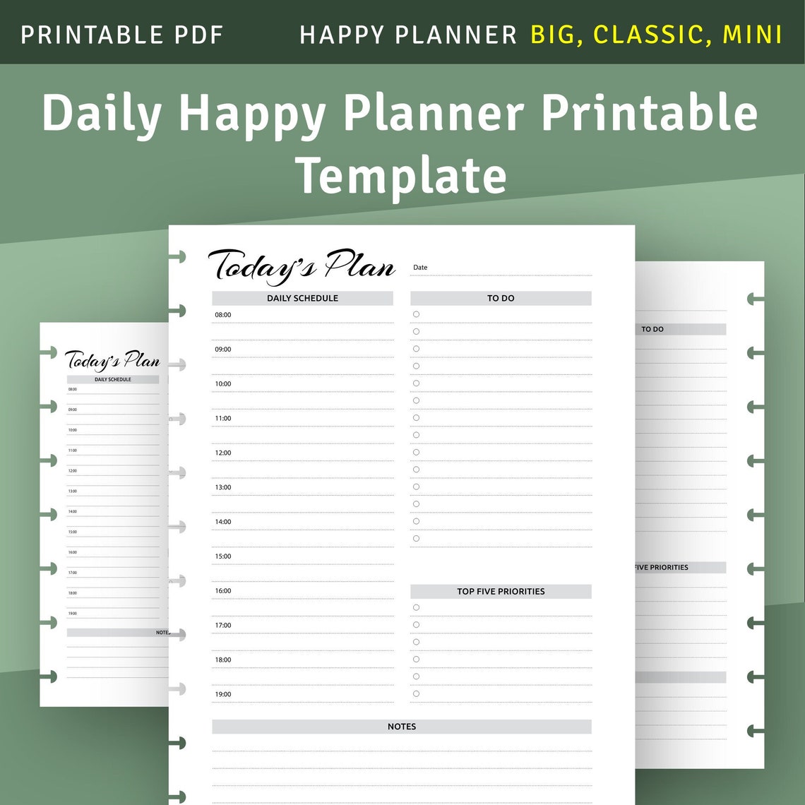 Daily Hourly Schedule & To-do List for Happy Planner Classic - Etsy