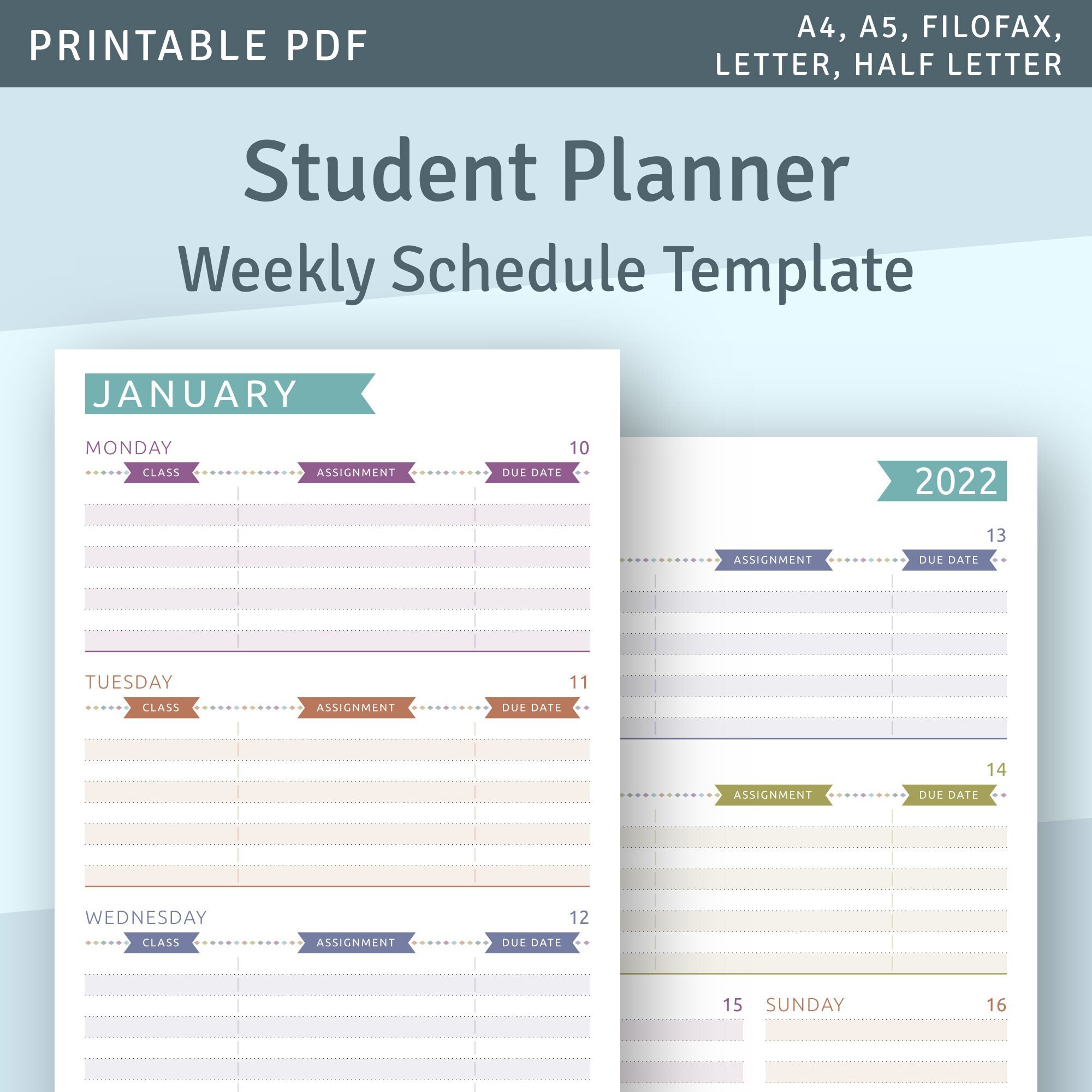 Printable School Planner 2022