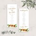 Sunflower Wedding Program Card Template, Program for Wedding, Printable ...