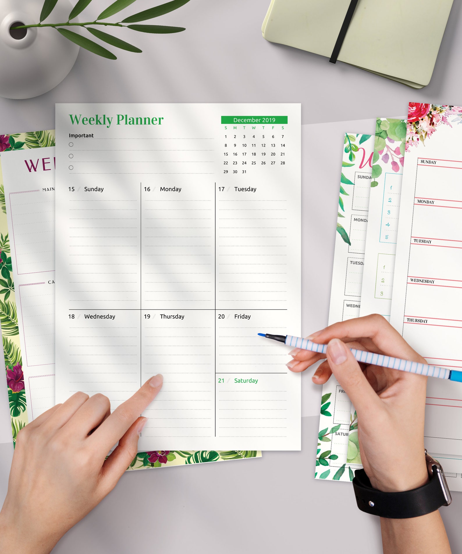 Weekly Planners Kit Printable Week at a Glance Templates 8 in | Etsy