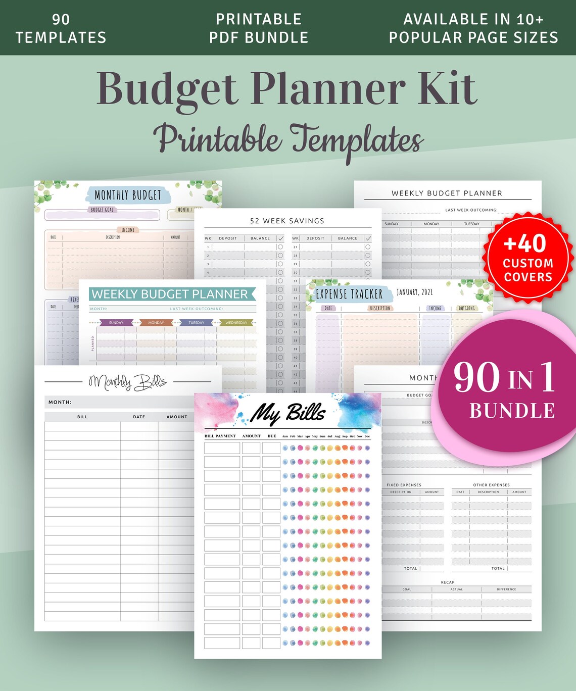 Budget Planner Kit Printable Budget Planner Templates 90in 1 - Etsy France