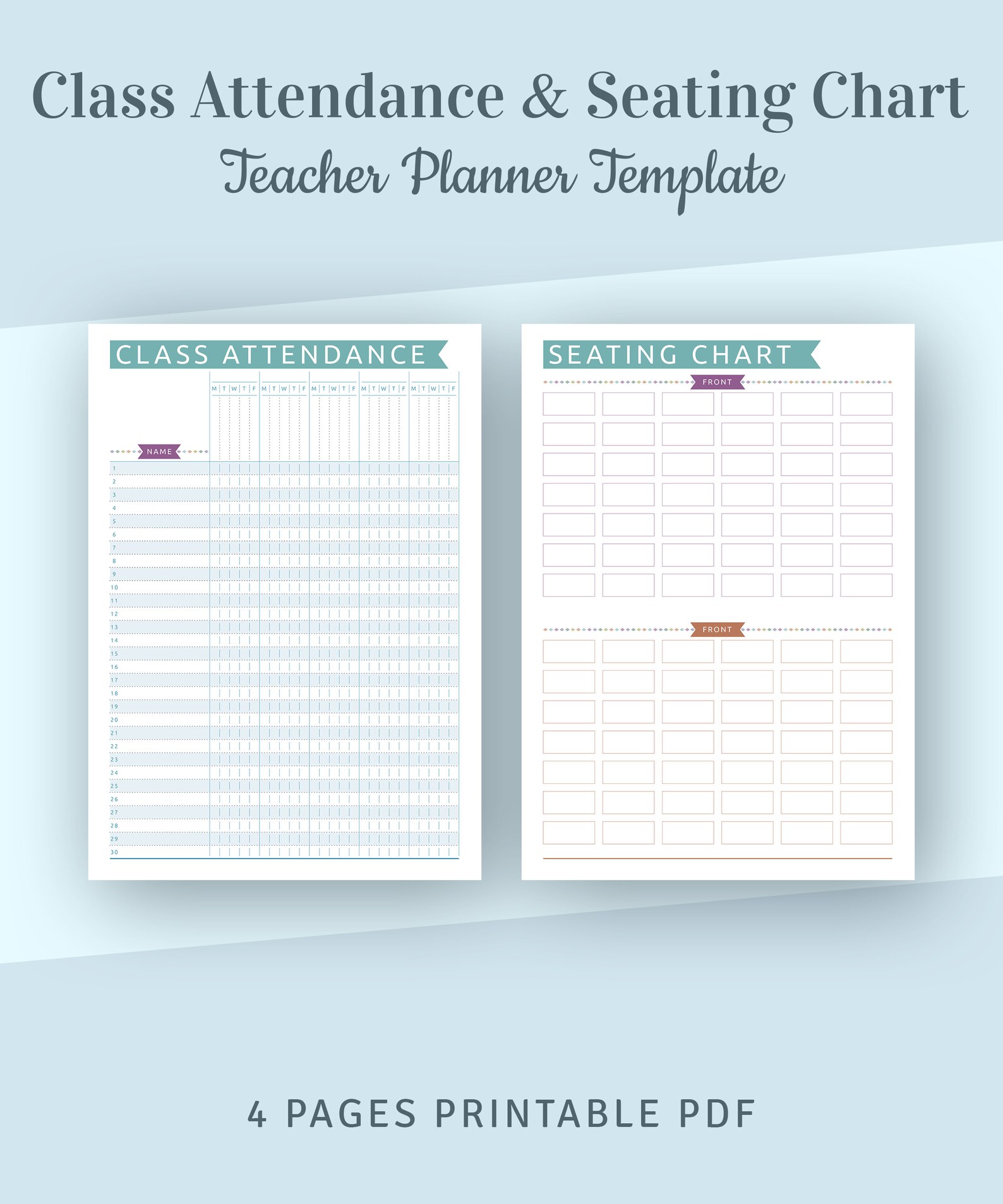 Student Attendance Sheet & Seating Chart Template Teacher | Etsy