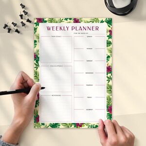 Weekly Planner With Reminders, Undated Weekly Agenda Template, Instant ...