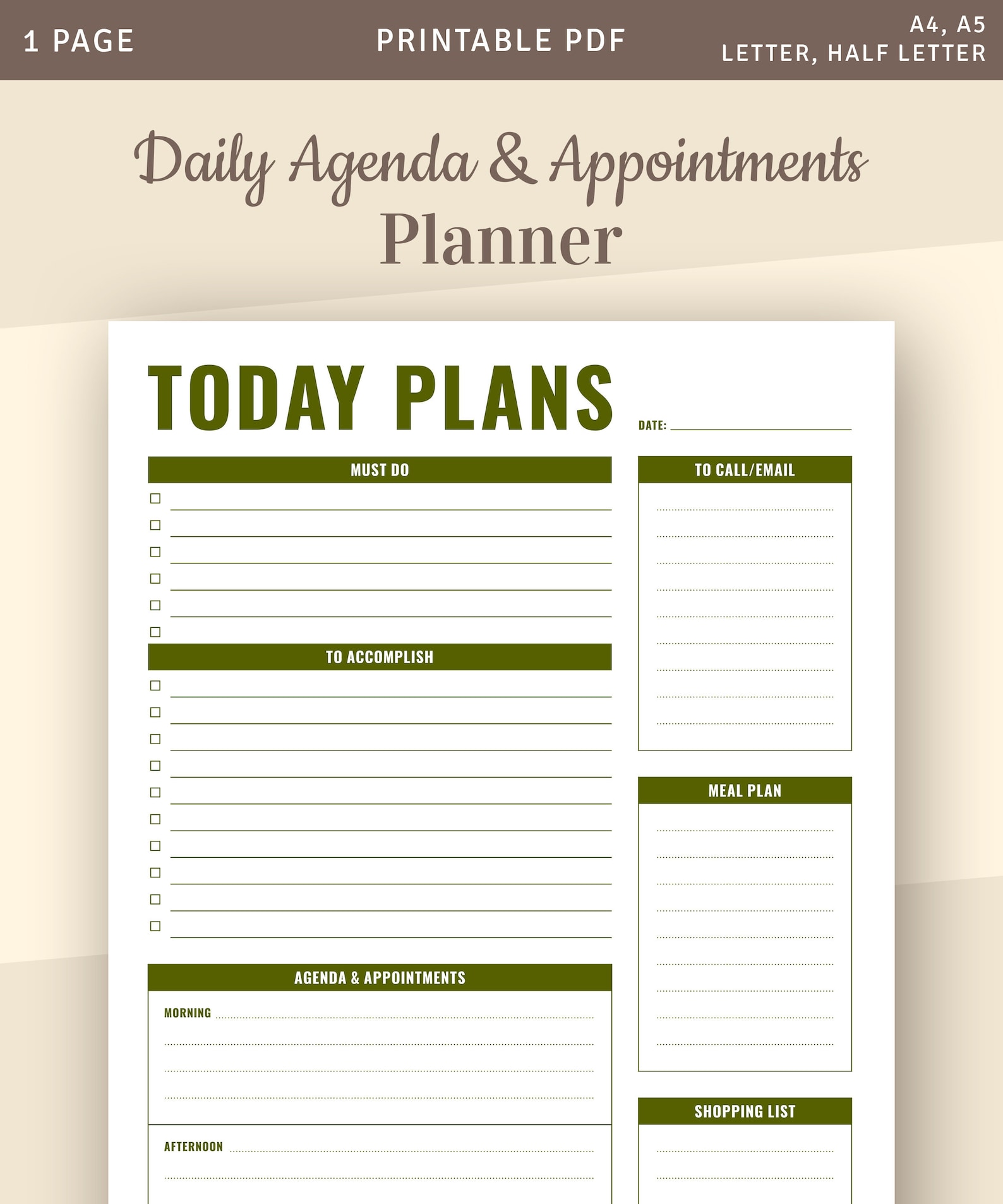 Appointment Diary Day to a Page Diary Daily Work Planner | Etsy