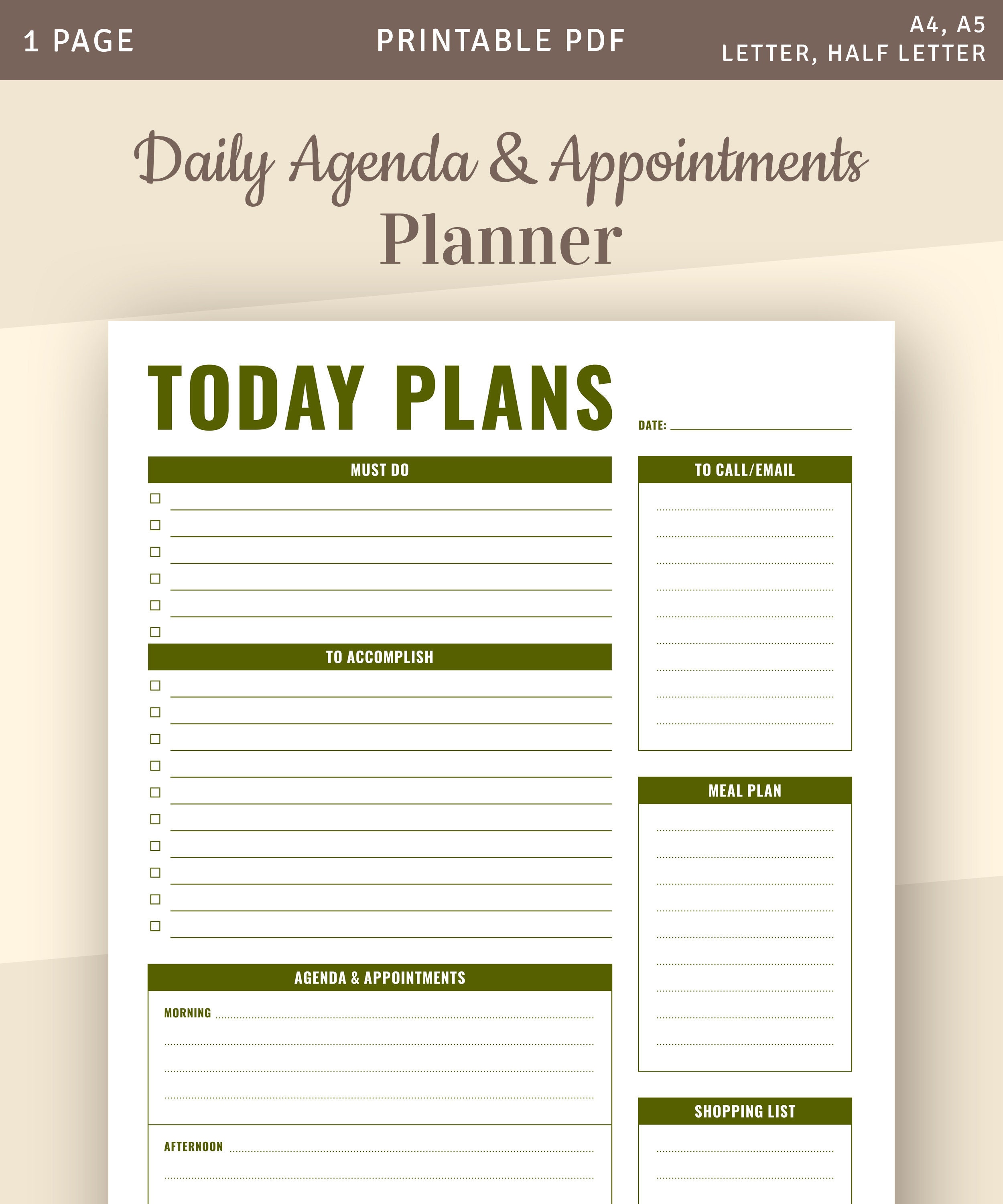 Appointment Diary Day to a Page Diary Daily Work Planner - Etsy