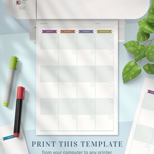 Undated Monthly Calendar Printable Template, Monthly Planner, Month on ...