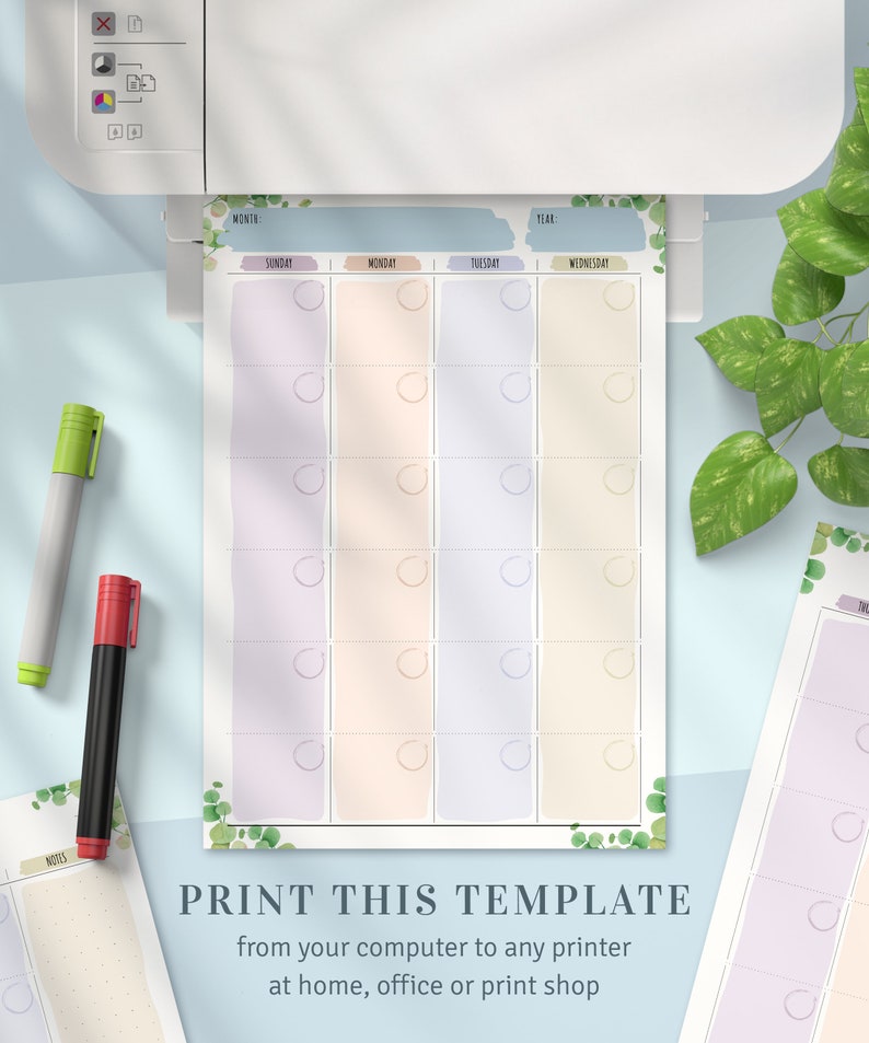 Floral Undated Monthly Calendar Printable, A4 A5 Letter Size (PDF) - Etsy