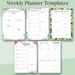 Weekly Planners Kit, Printable Week at a Glance Templates 8 in 1 Bundle ...