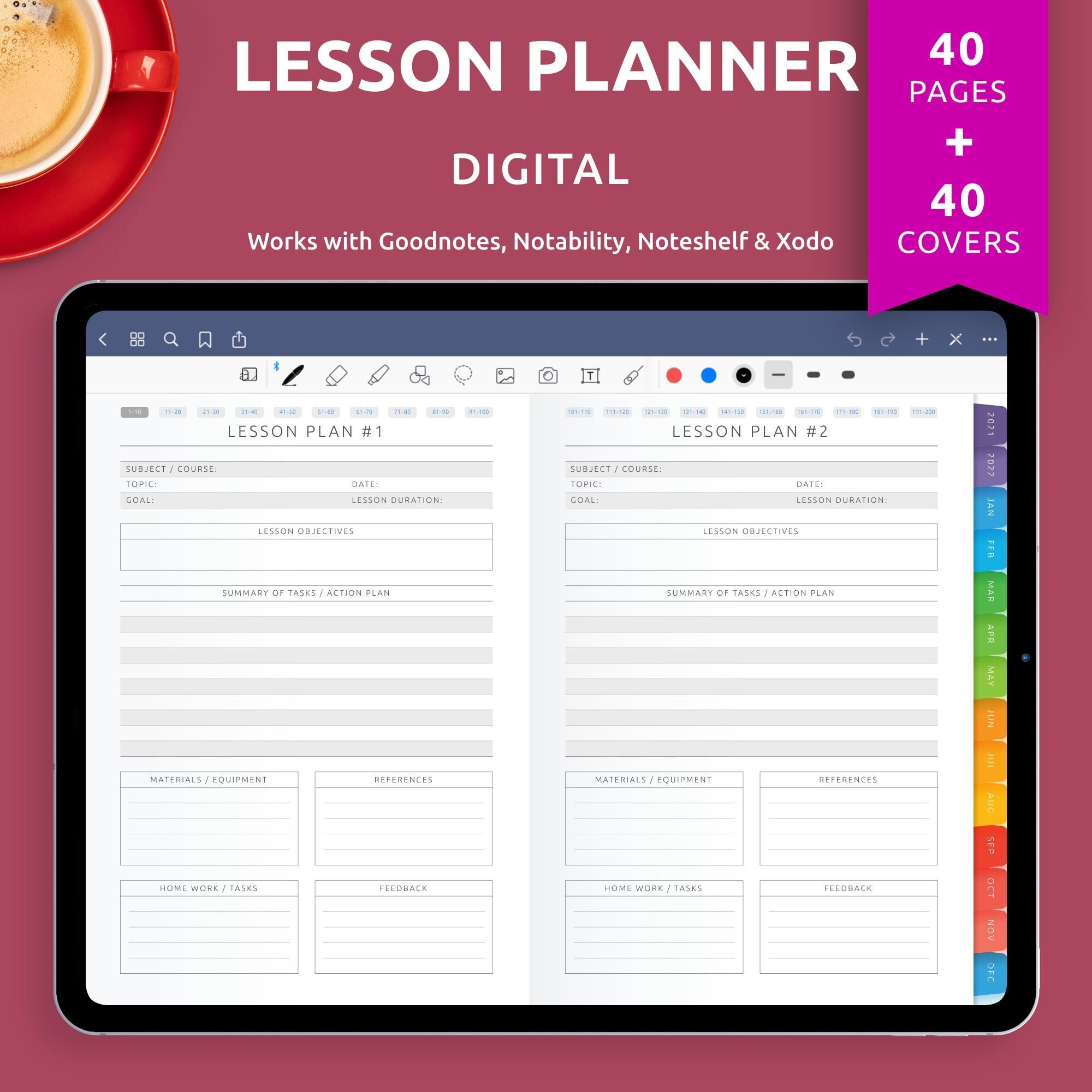 Digital Teacher Lesson Planner for Goodnotes Notability - Etsy