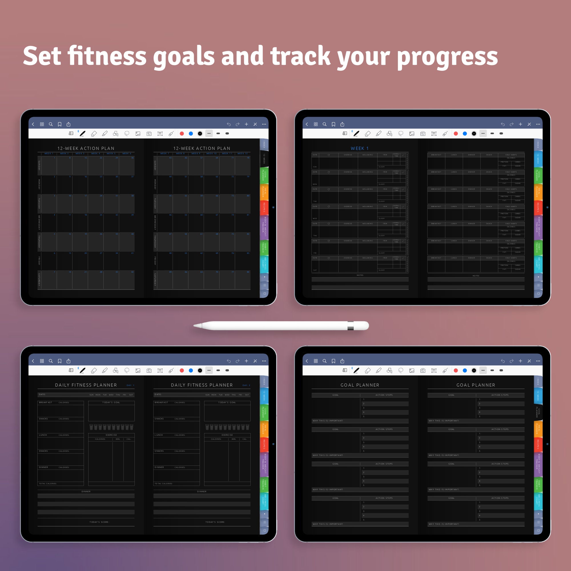 Digital Fitness Planner for Goodnotes Notability Healthy | Etsy