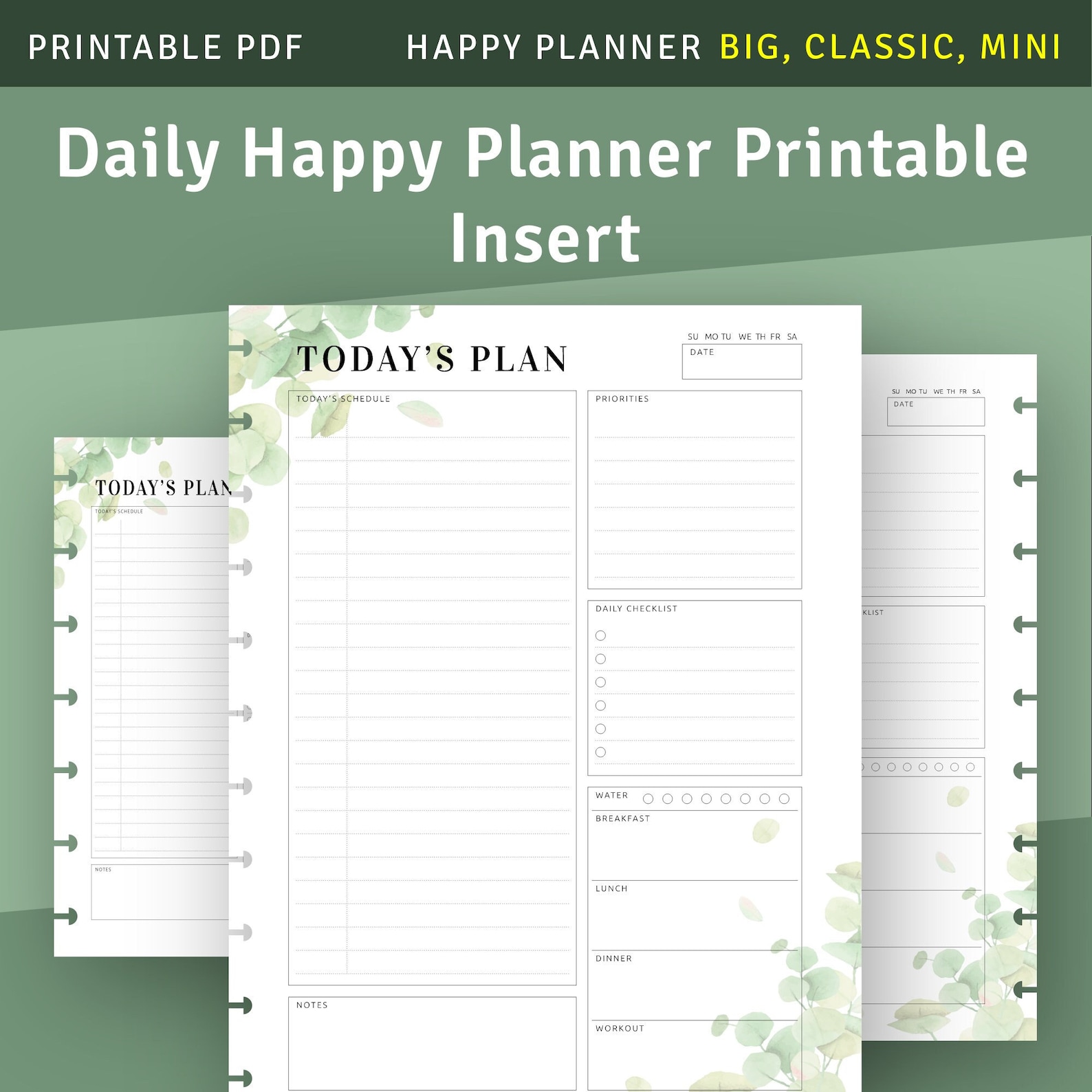 Daily Checklist Template for Happy Planner Classic Mini Big | Etsy