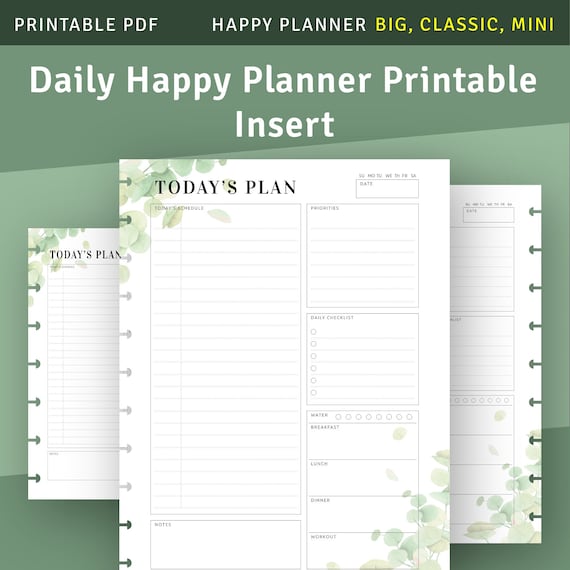 Daily Checklist Template for Happy Planner Classic Mini Big | Etsy