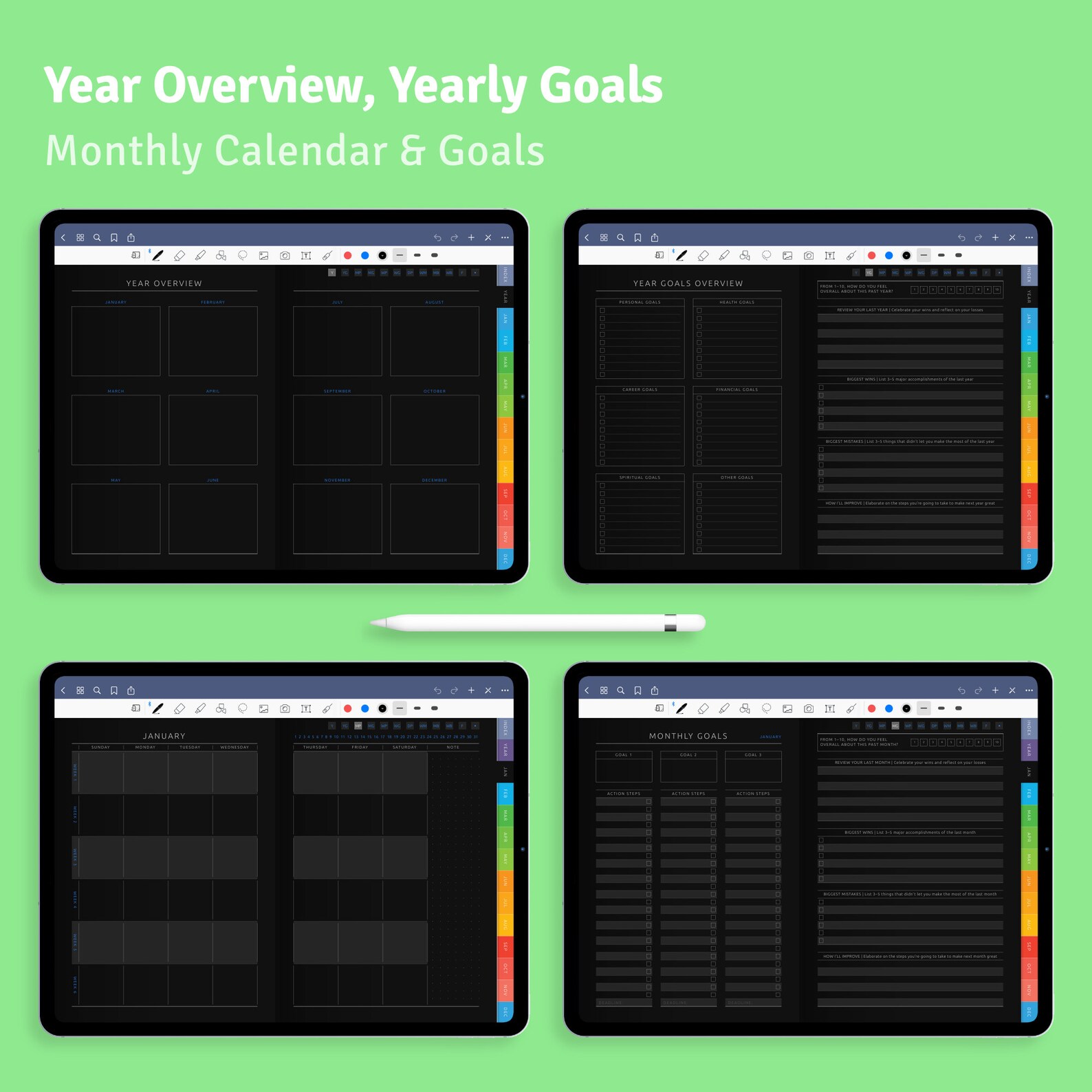 Undated Digital Planner for Goodnotes Notability Noteshelf & - Etsy