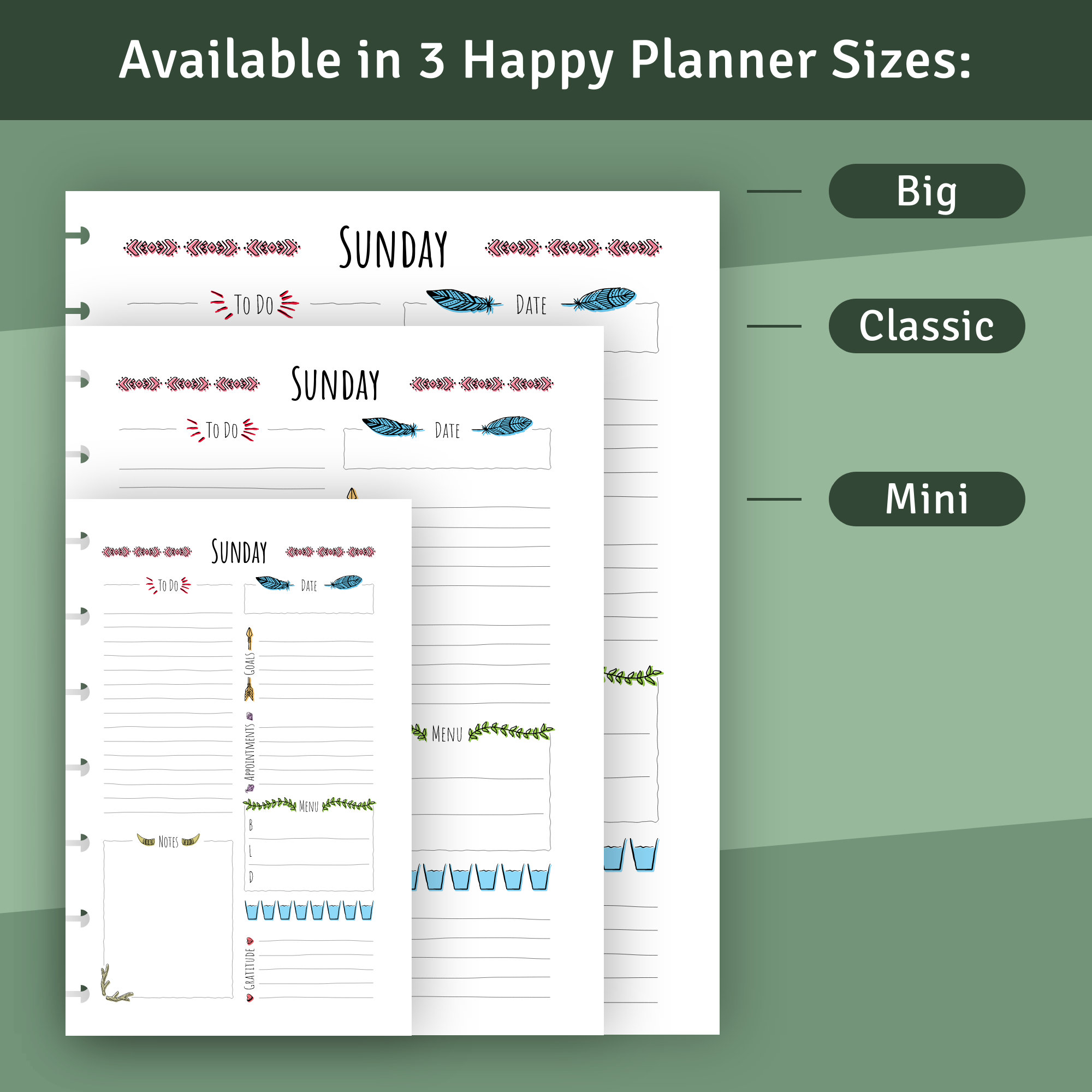 Undated Daily Pages for Happy Planner Classic / Big / Mini - Etsy