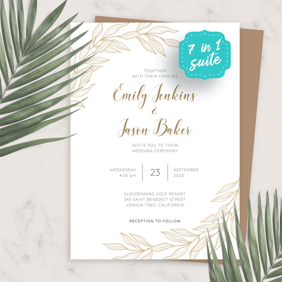 Wedding Invite Golden Elegant Wedding Invitation Suite - Etsy