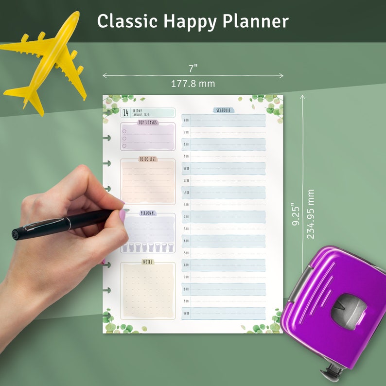 Happy Planner Daily Printable Insert Day at a Glance Template - Etsy