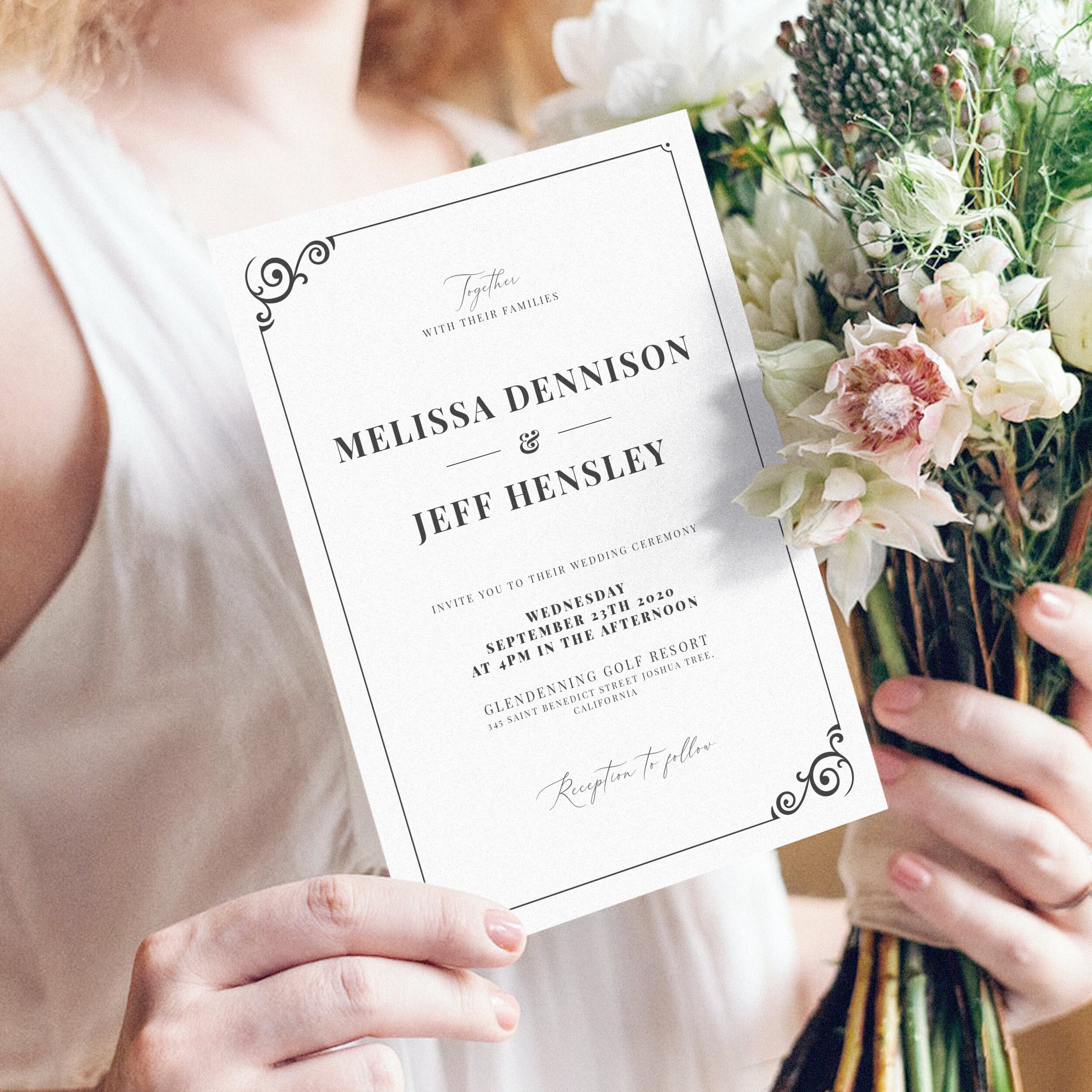 Wedding Invite, Simple Vintage Wedding Invitation, Printable Wedding ...
