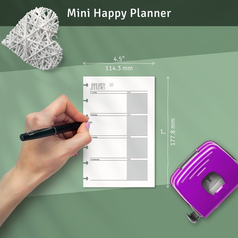 Dotted Weekly Happy Planner Templates, Printable Horizontal Weekly ...