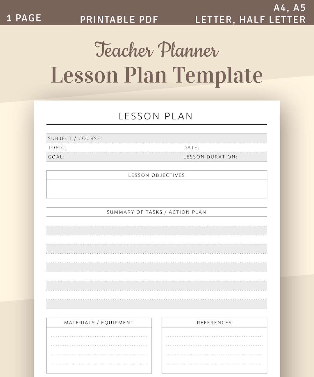 Teacher Lesson Plan Template, Printable Lesson Planner, Lesson Planning ...