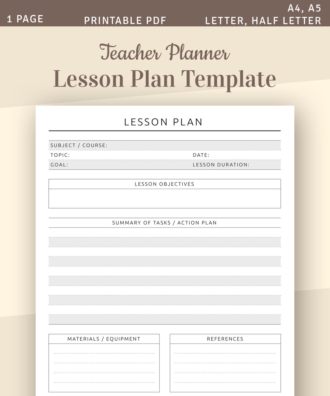 Teacher Lesson Plan Template Printable Lesson Planner Lesson - Etsy Canada