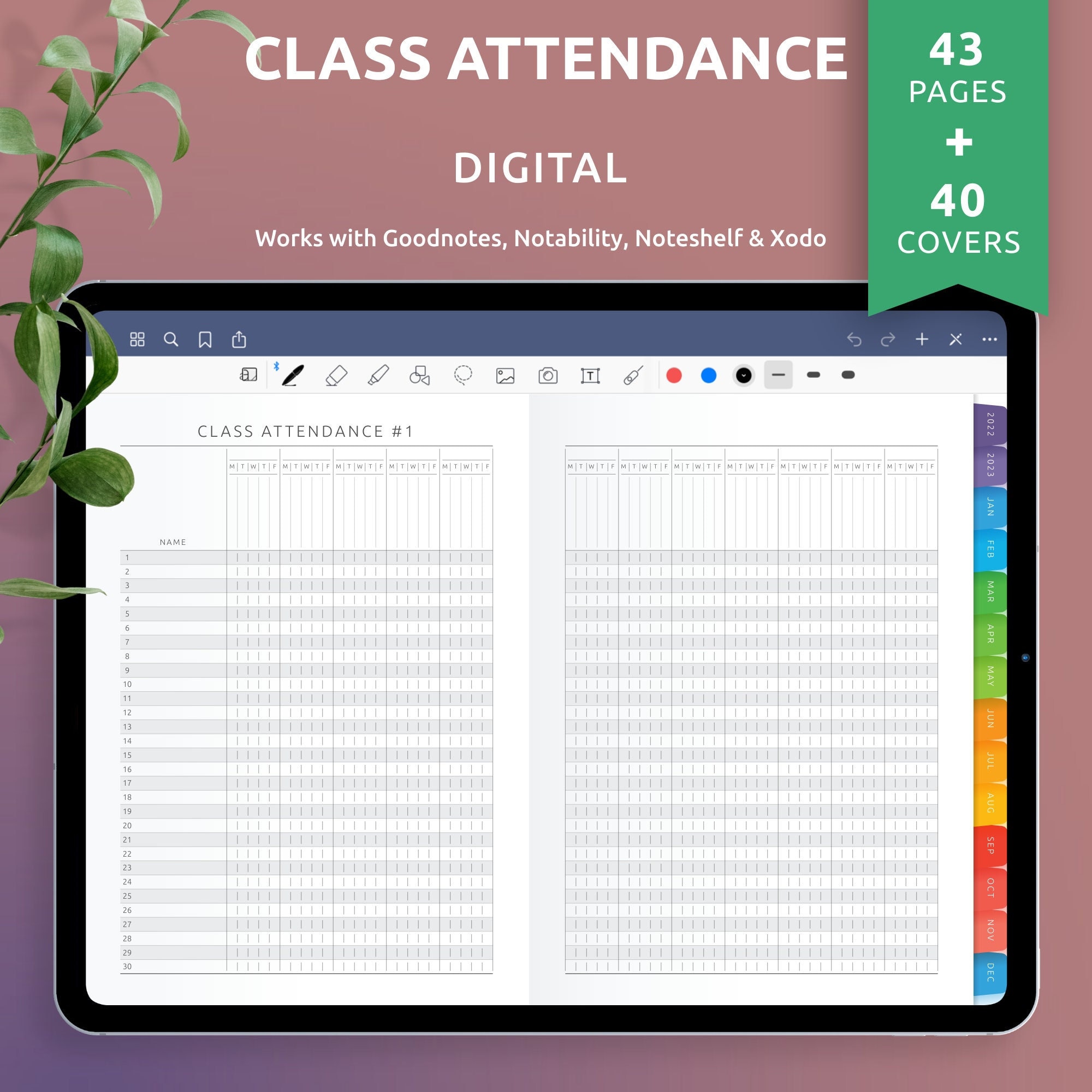 Digital Class Attendance Sheet for Ipad / Android Tablet - Etsy