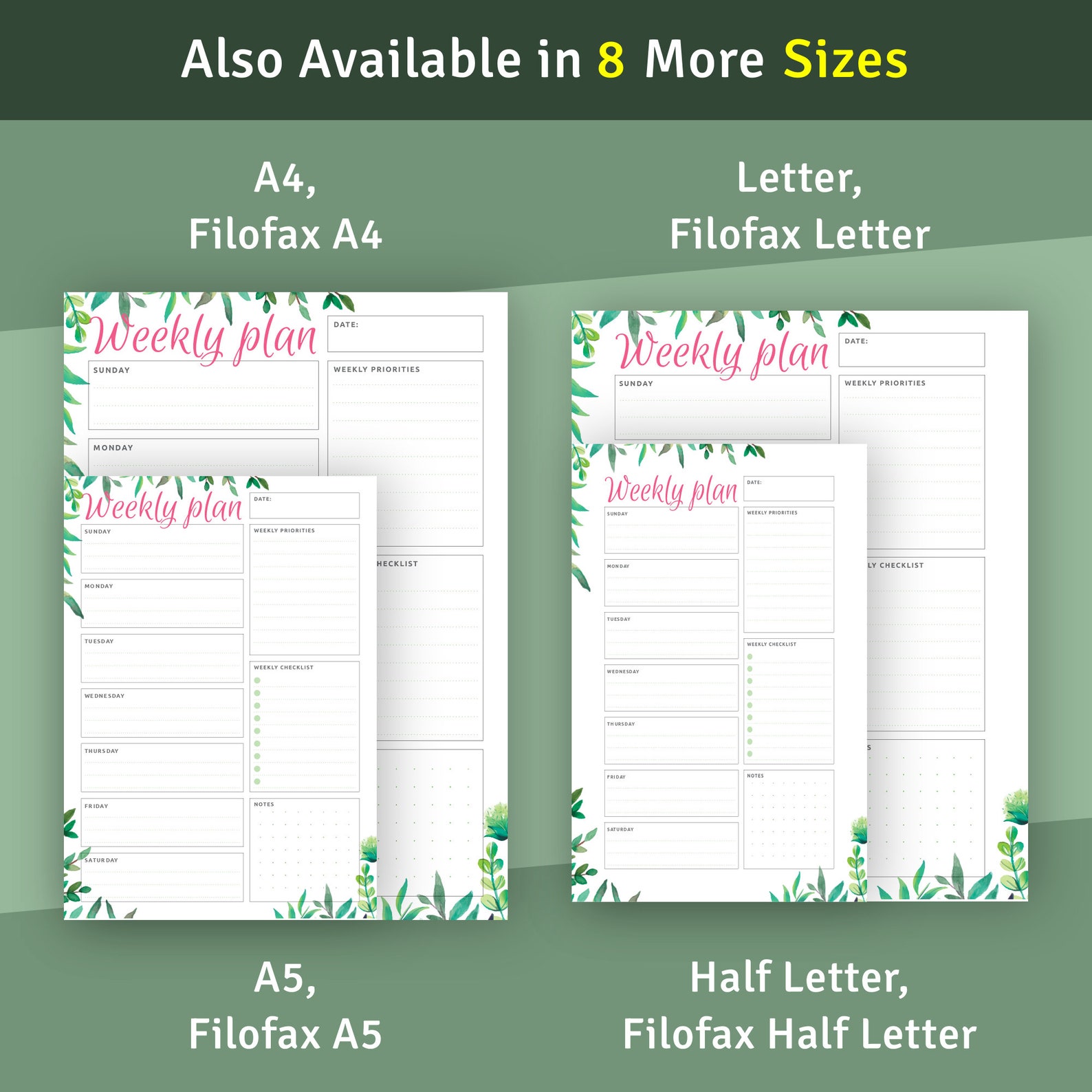 Weekly Plan & Checklist Template for Happy Planner Classic / Big / Mini ...