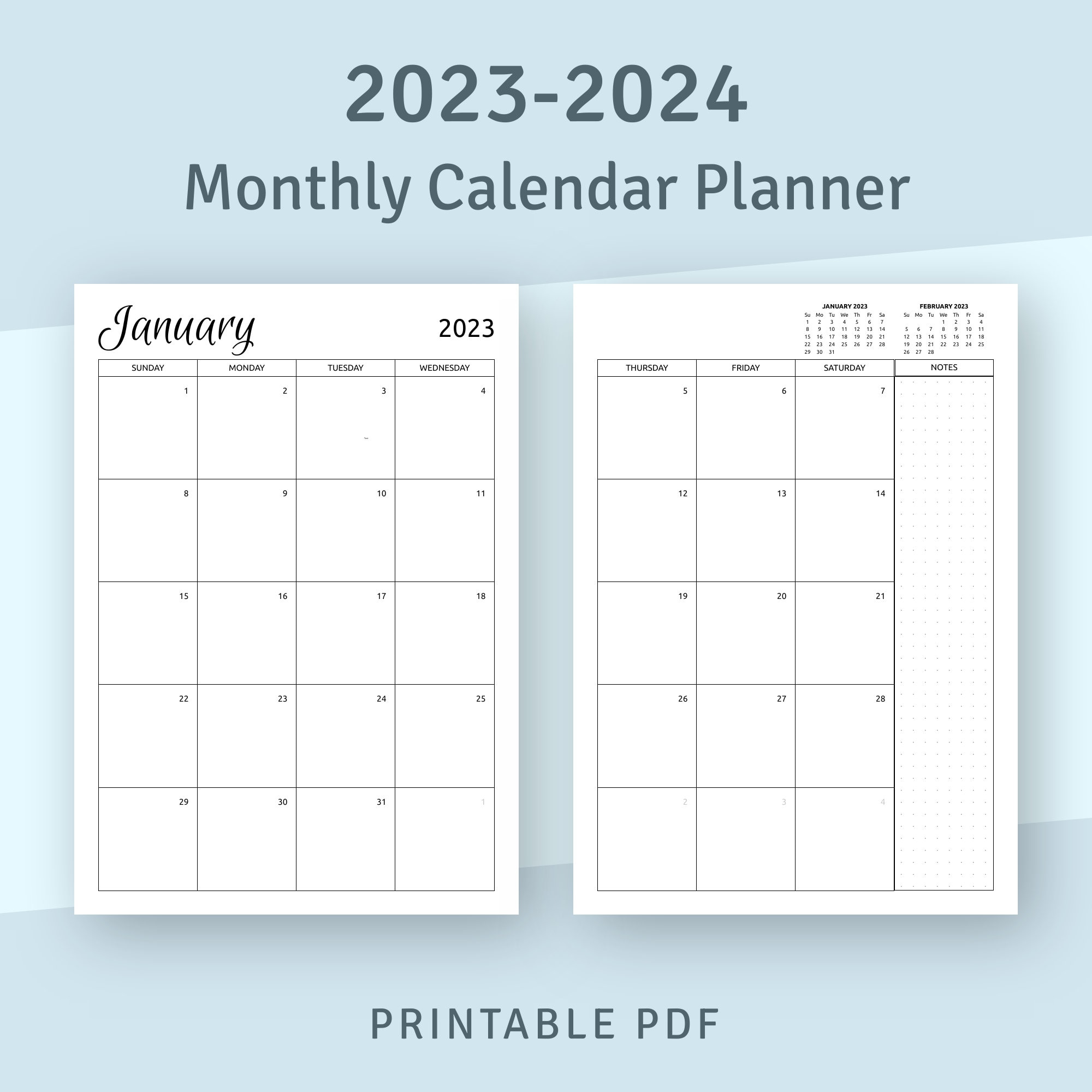 2025-2026 Monthly Calendar Printable, Two-page Planner (PDF) - Etsy