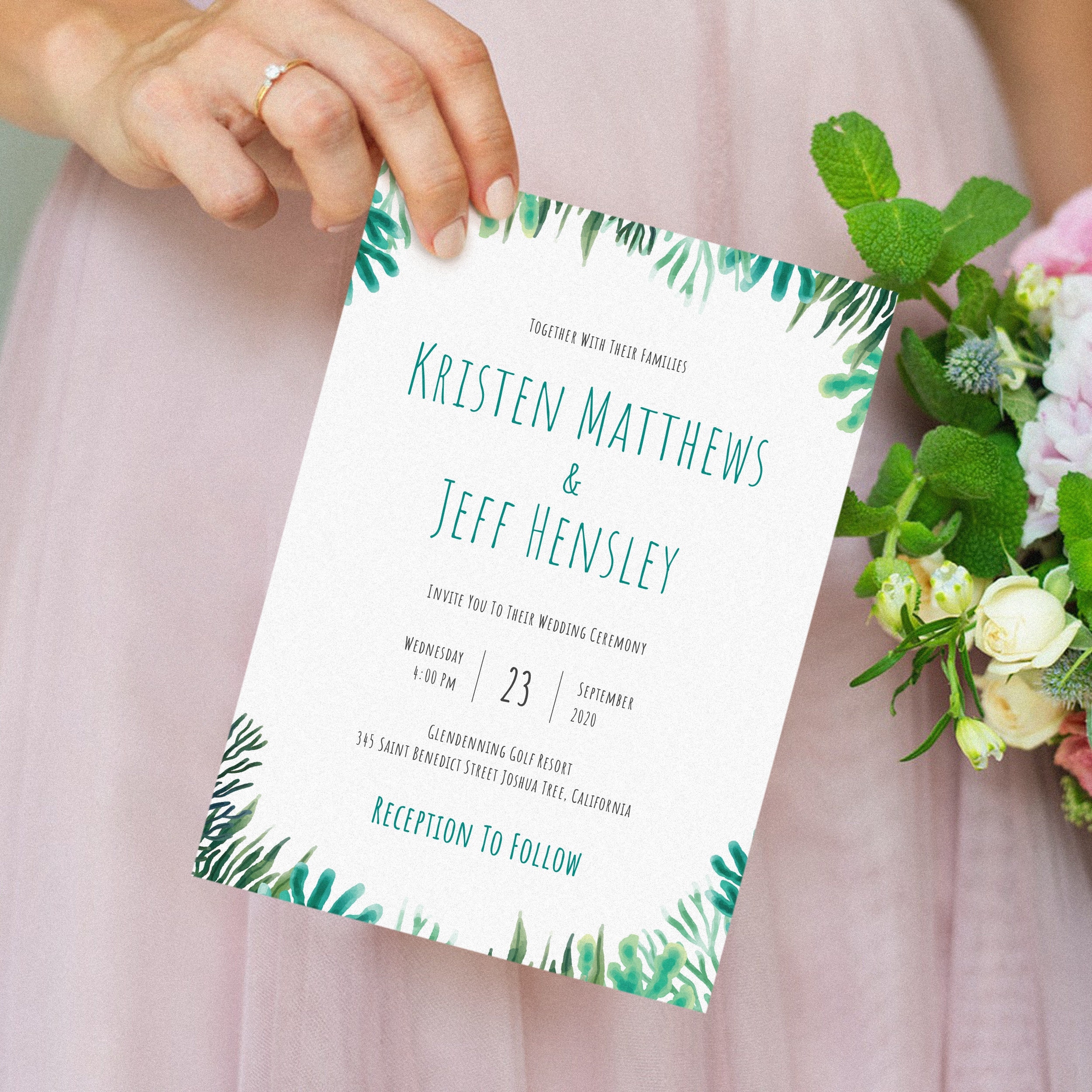 Wedding Invite Seaweed Beach Wedding Invitation Printable | Etsy