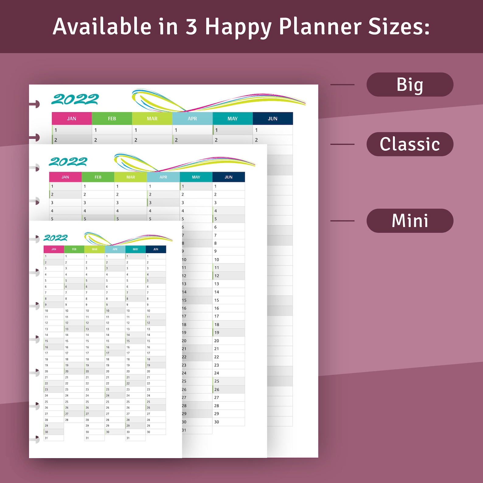 Two Pages Vertical Calendar, Year on Two Pages Printable Insert for ...