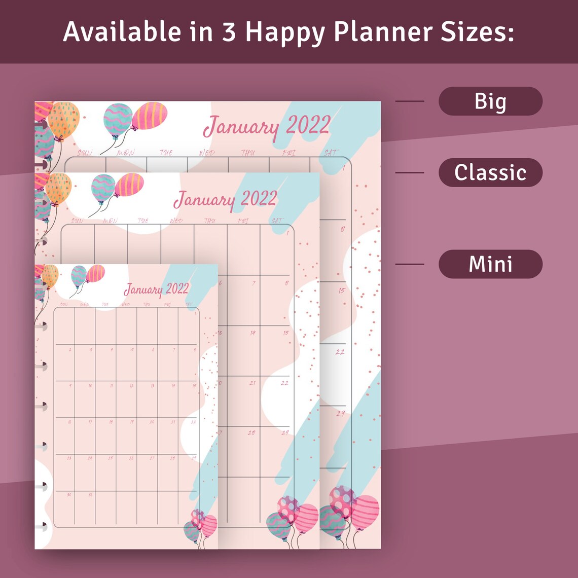 Monthly Birthday Schedule Template for Happy Planner Classic / Big ...