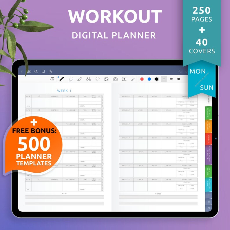Goodnotes Workout Template Free