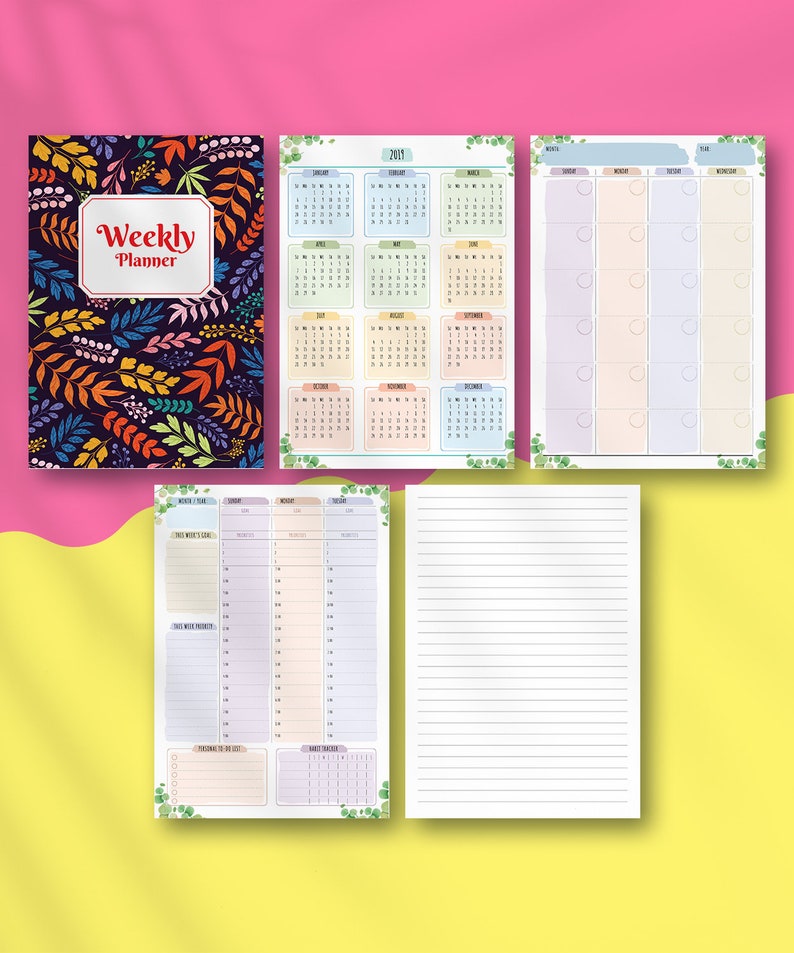Printable Undated Weekly Planner Floral Style Vertical - Etsy